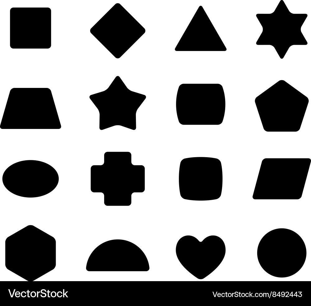 Geometric Shapes for Kids - Black & White Vector Image