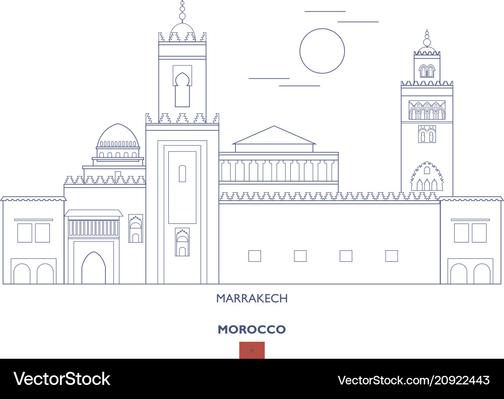 Marrakech Skyline - Morocco Royalty Free Vector Image