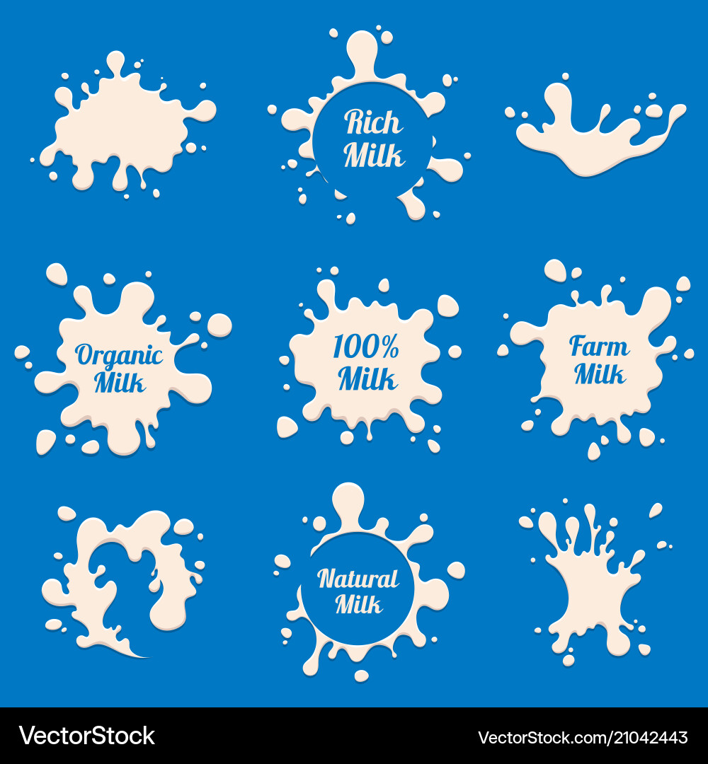 Milk Splash Labels - Farm Fresh Dairy Royalty Free Vector