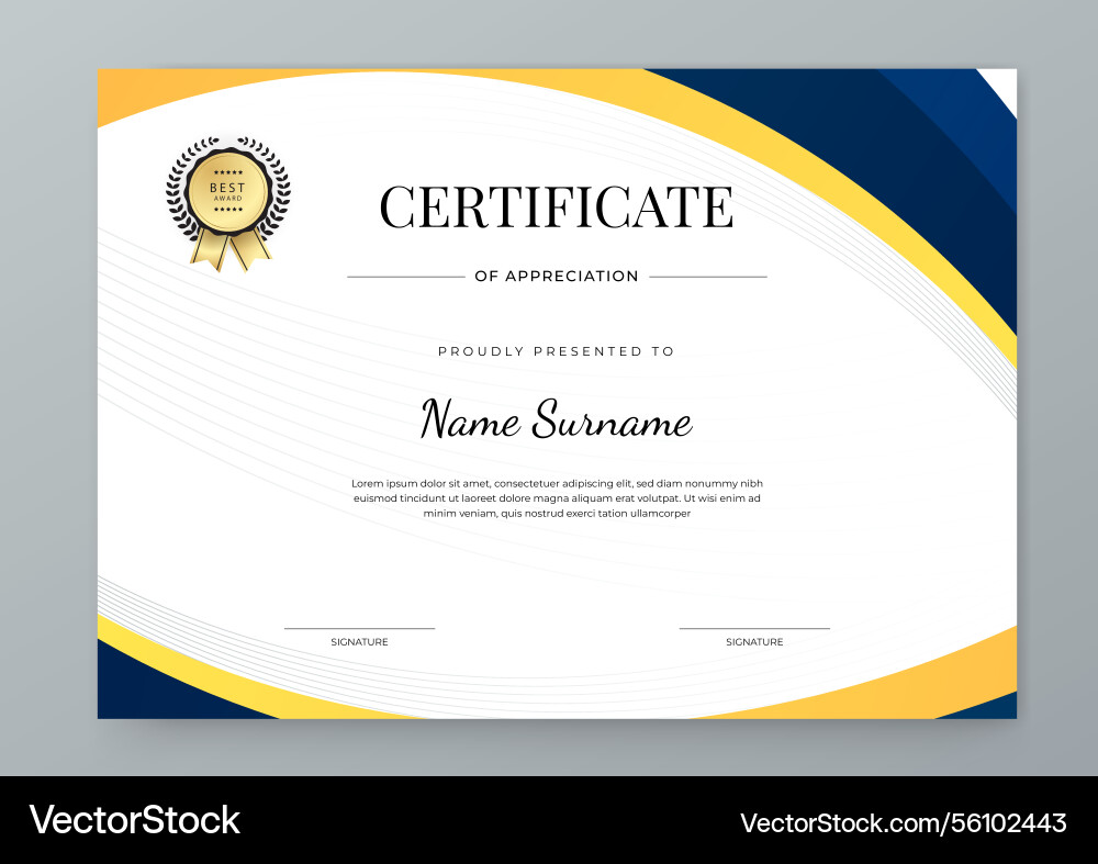 Modern geometric certificate template with award Vector Image
