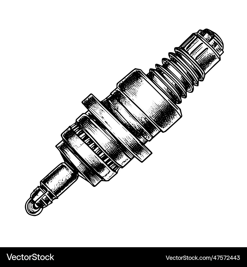 Spark plug drawing isolated hand drawn engraved Vector Image