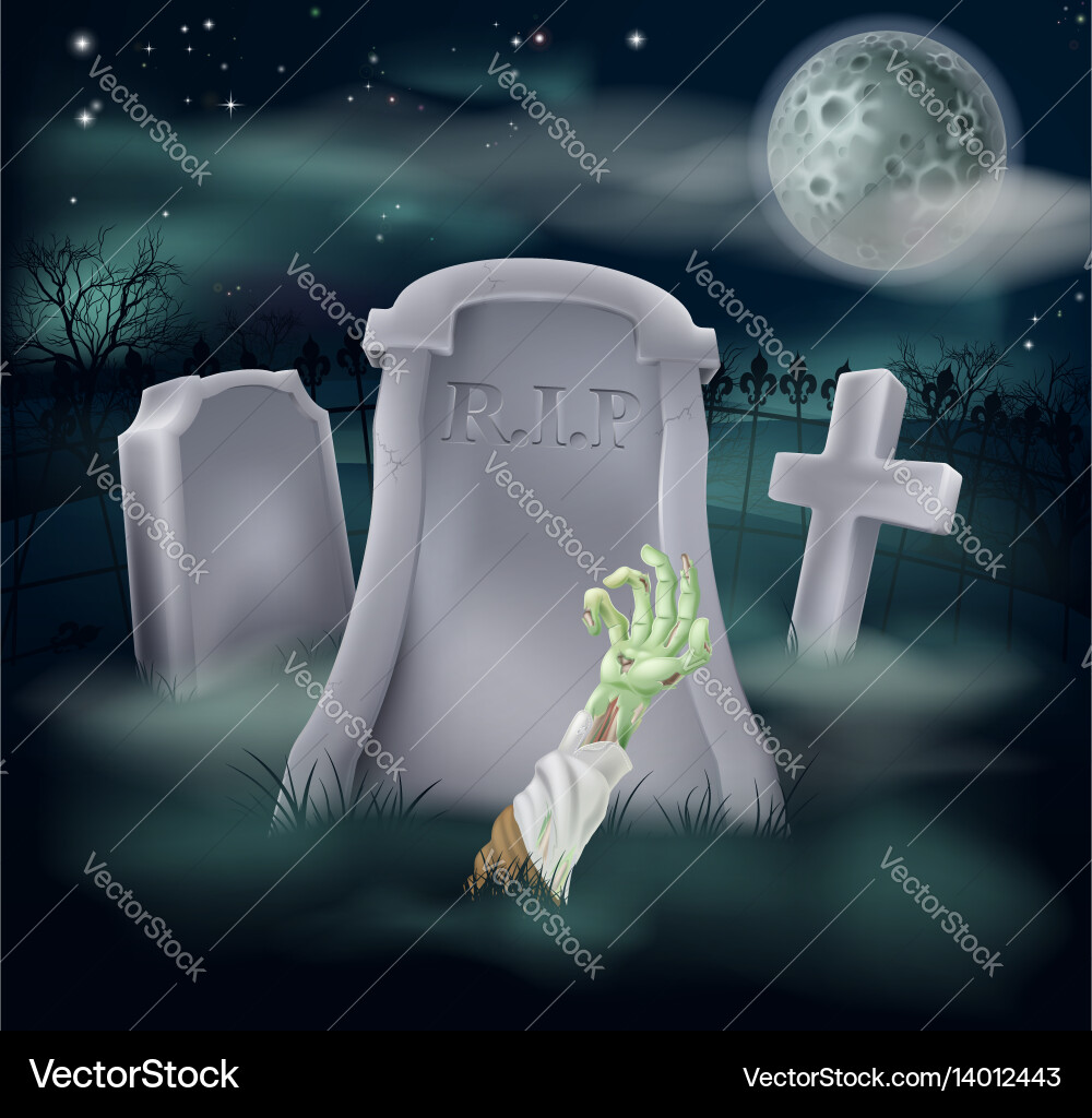 Spooky Zombie Grave Scene Royalty Free Vector Image
