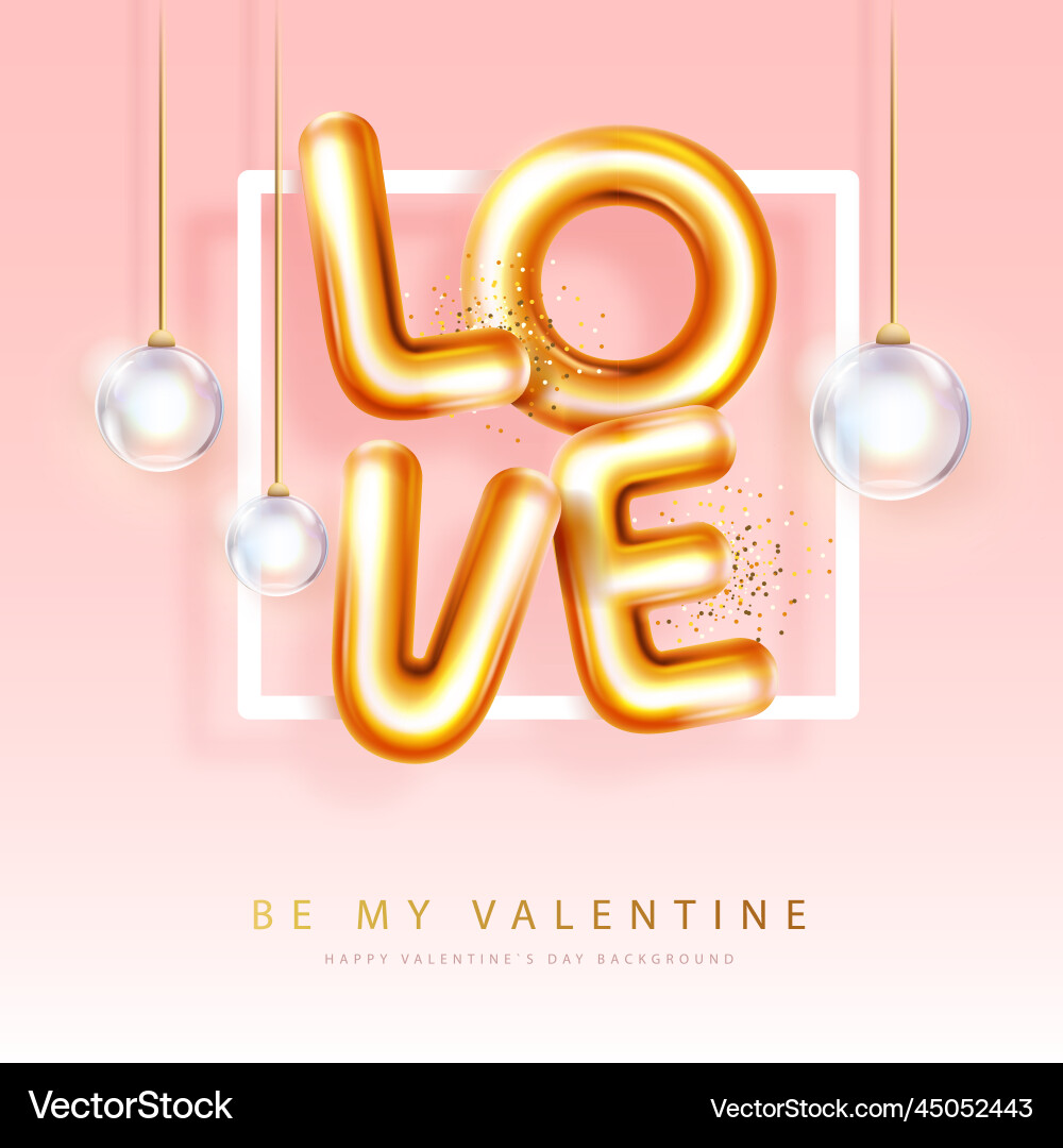 Valentines day poster with 3d chromic letters Vector Image