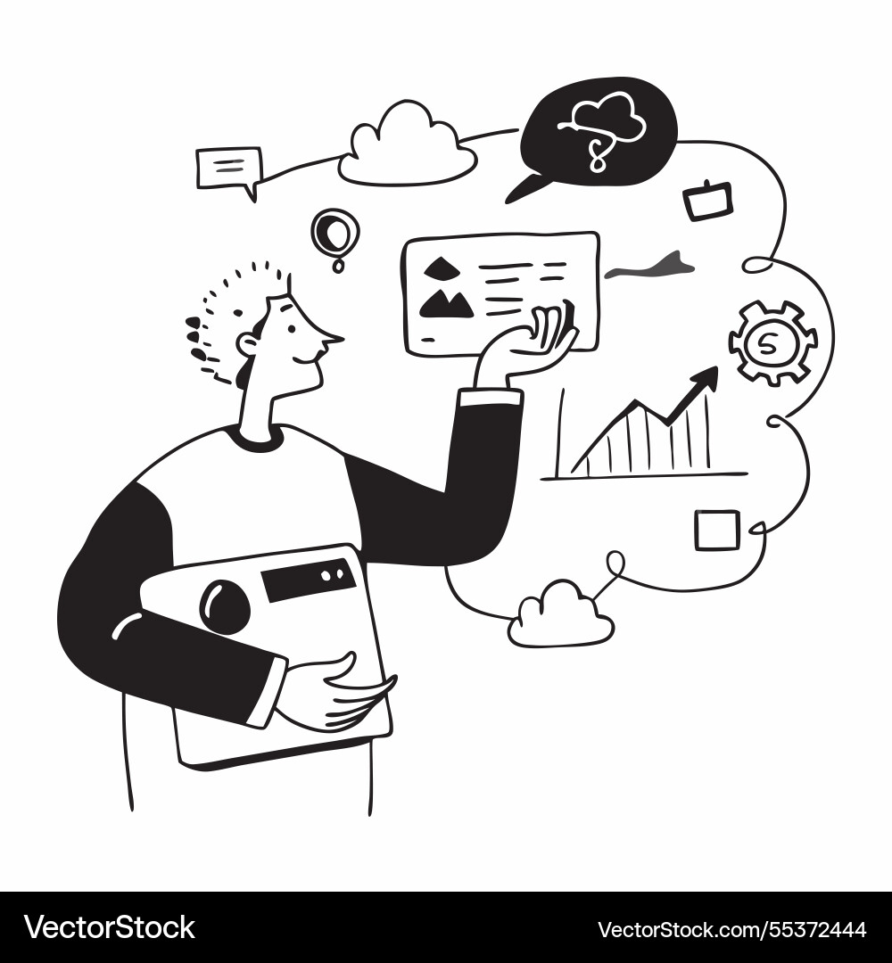 2d Minimalize As Financial Analyst Working Vector Image