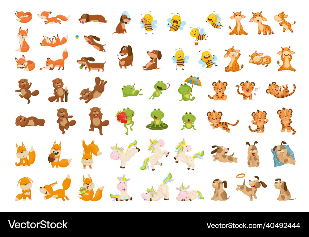 Adorable Animal Characters Royalty Free Vector Image