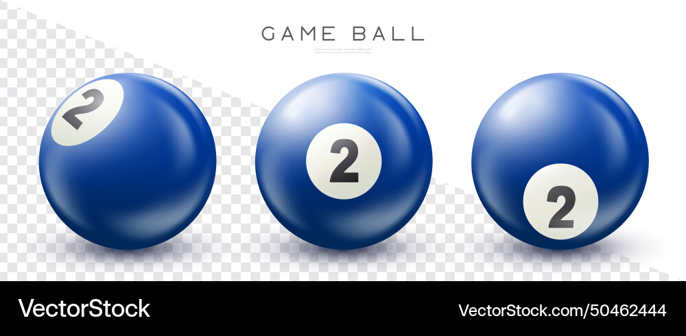 Billiard blue pool ball with number 2 snooker Vector Image