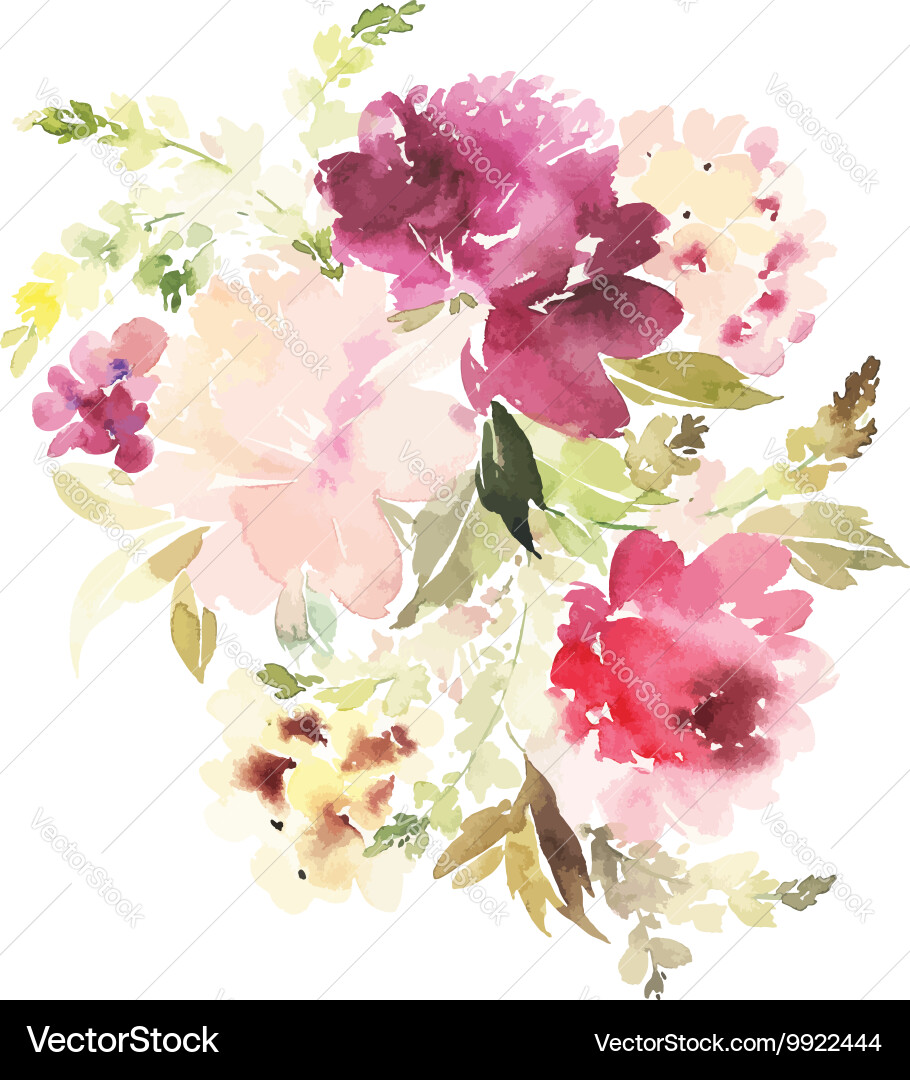 Flowers watercolor Royalty Free Vector Image - VectorStock