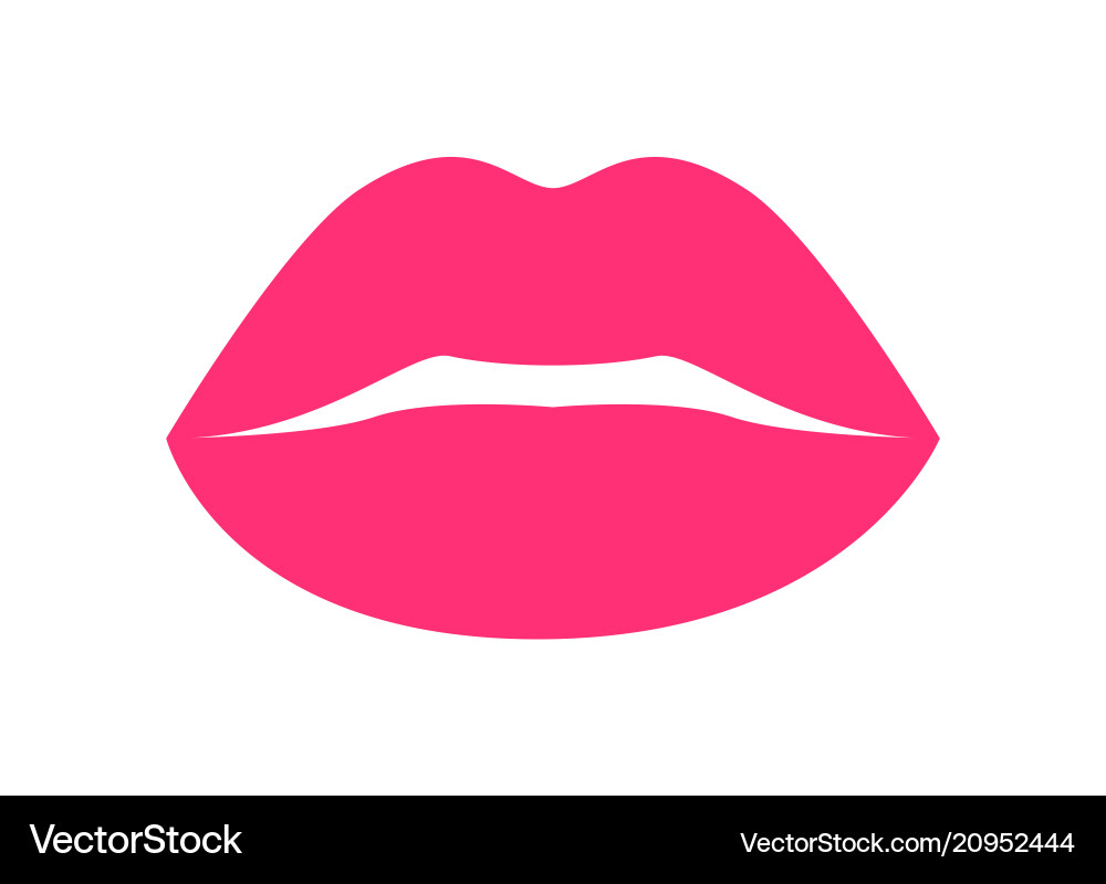 Glossy bright pink lips icon Royalty Free Vector Image