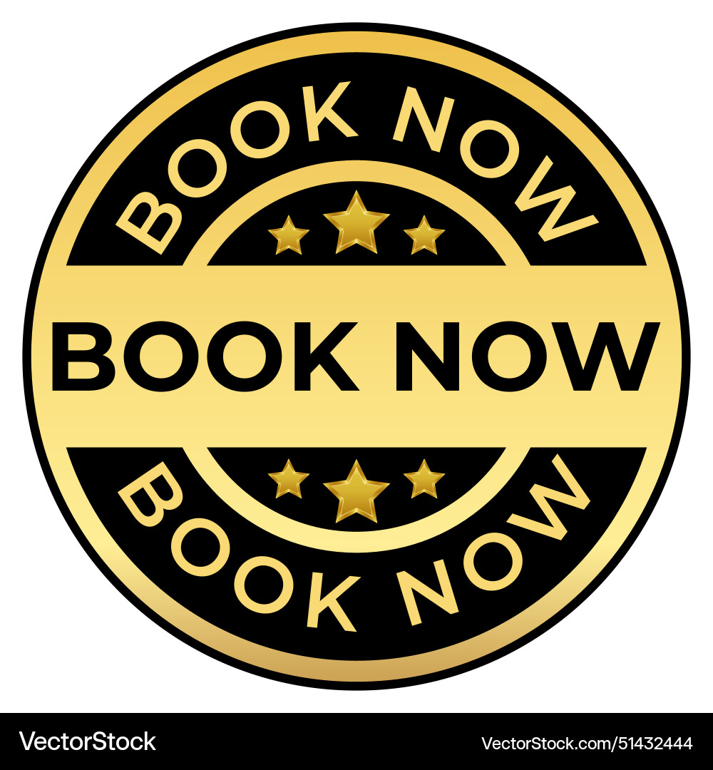 Gold book now round stamp sith stars Royalty Free Vector