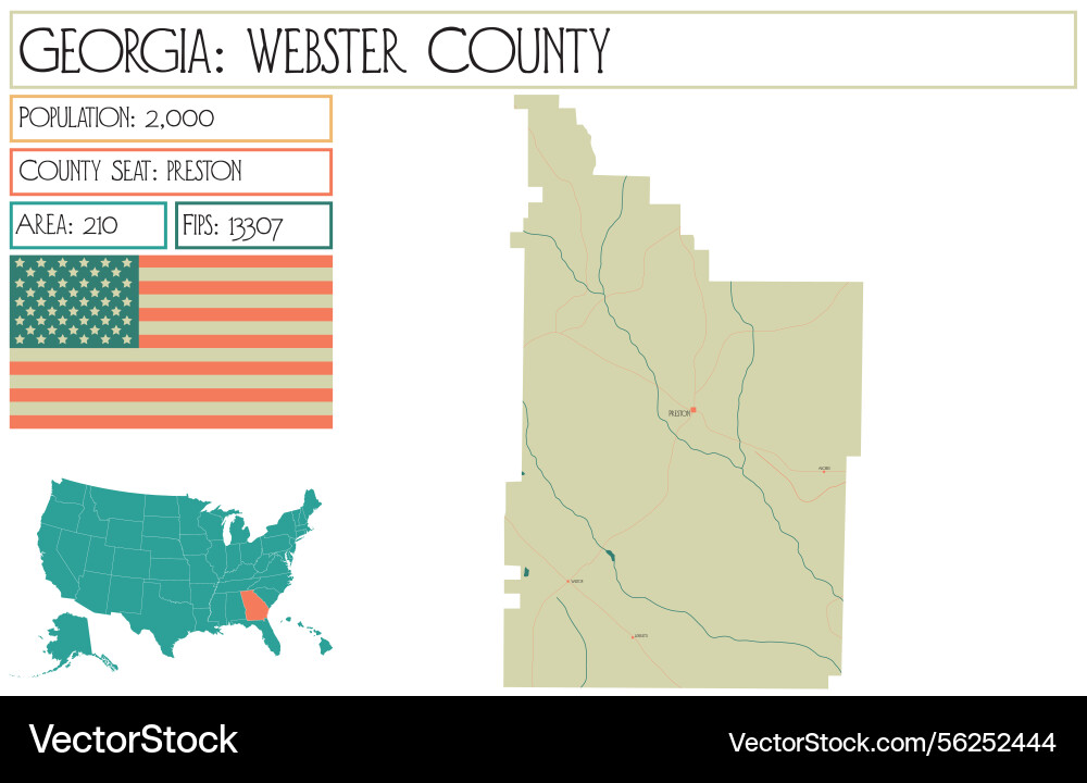 Large and detailed map of webster county Vector Image