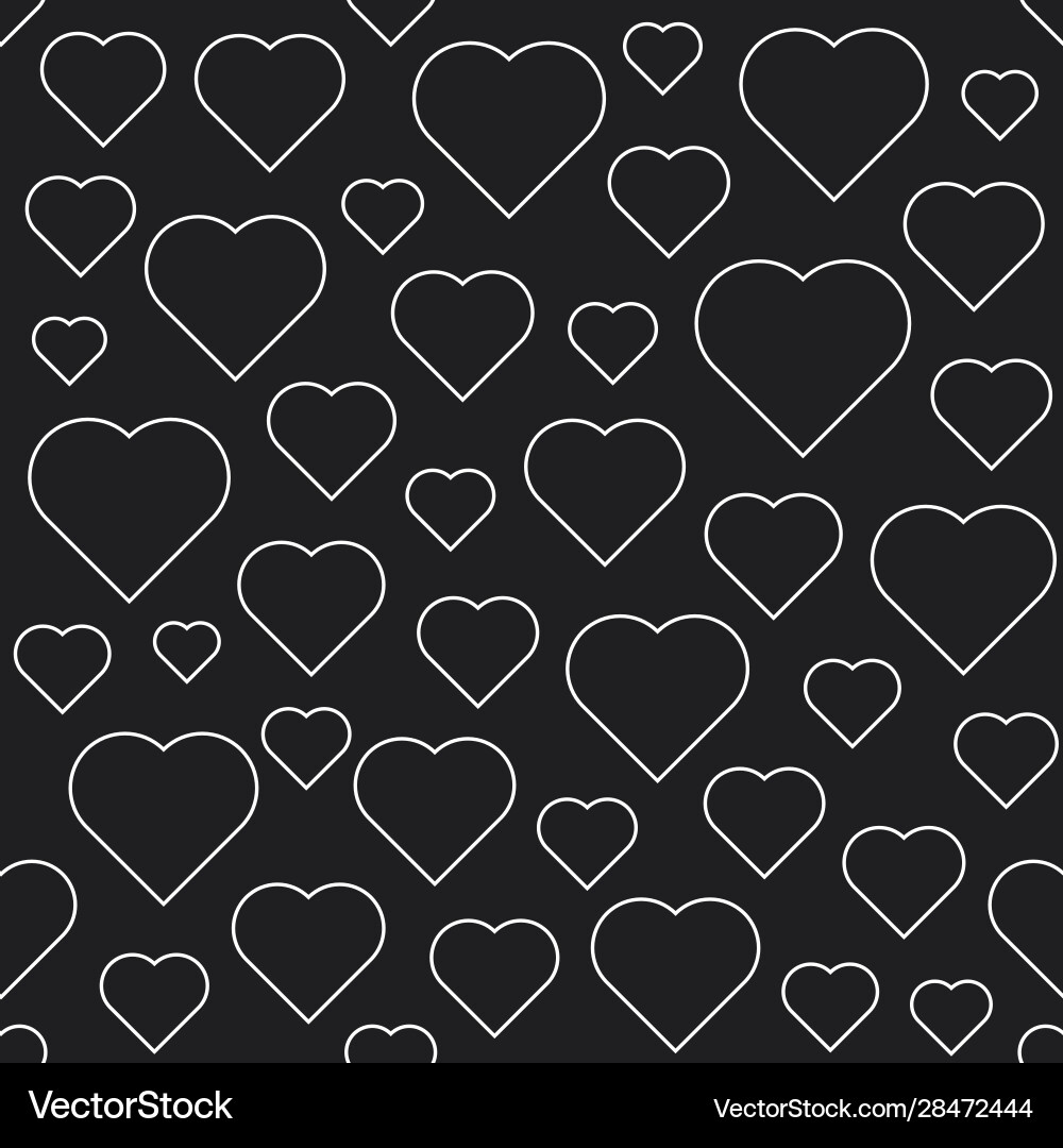 Line art hearts seamless pattern Royalty Free Vector Image