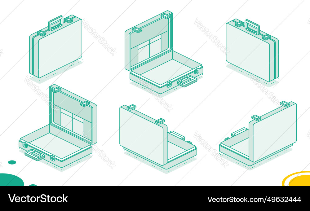 Open and closed briefcase with handle on white Vector Image