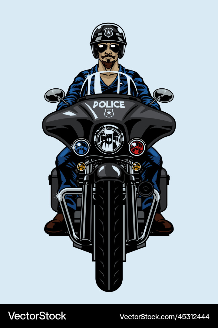 Police officer riding the motorcycle Royalty Free Vector