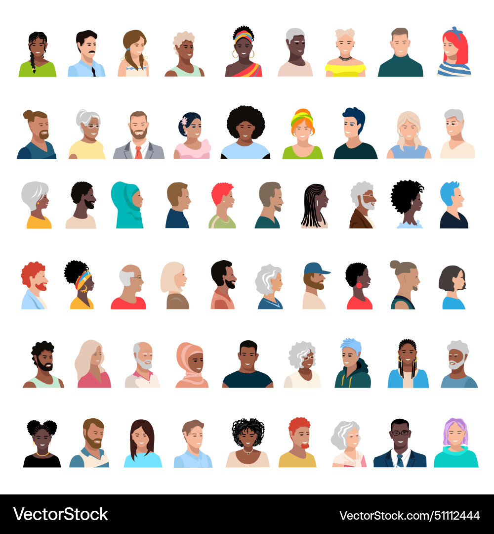 Portraits of people set Royalty Free Vector Image