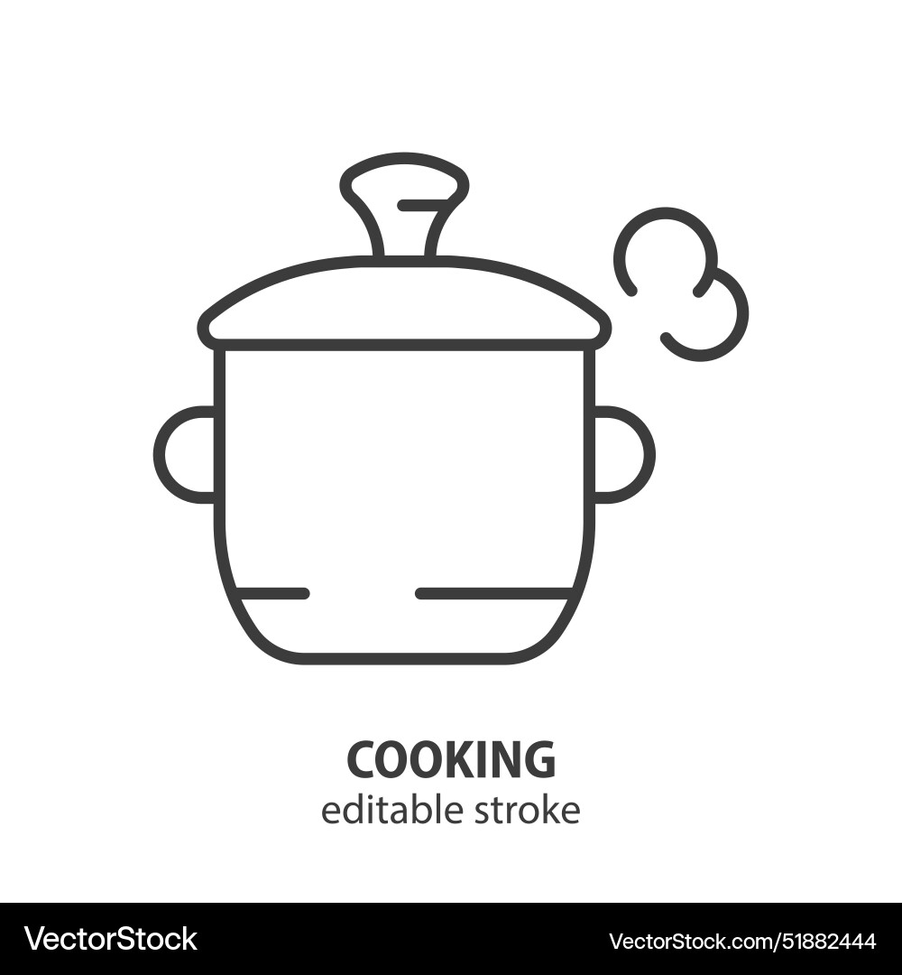 Pot line icon cooking editable Royalty Free Vector Image