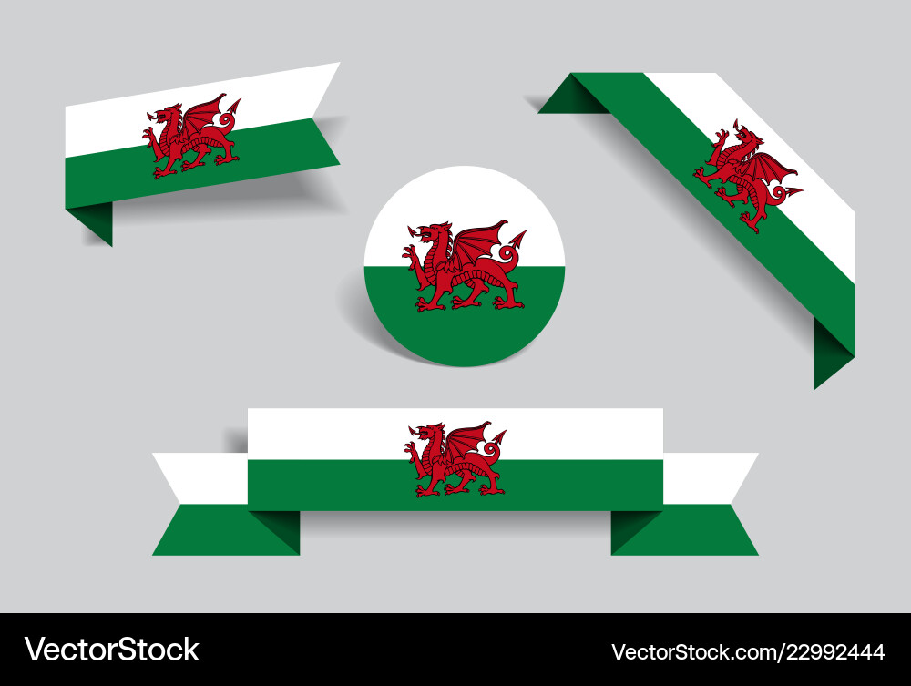 Welsh flag stickers and labels Royalty Free Vector Image