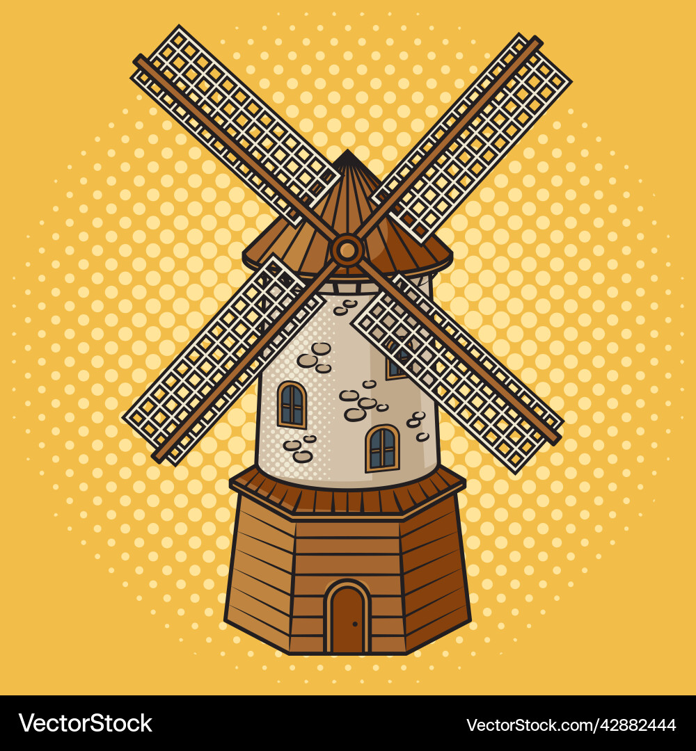 Windmill comic book pop art Royalty Free Vector Image