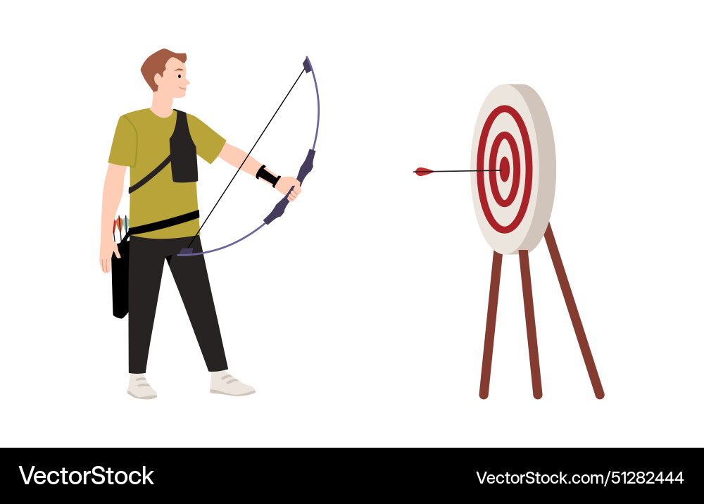 Young professional archer man hit the target Vector Image