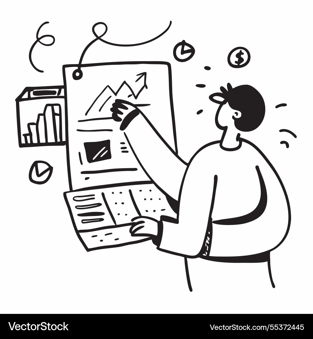 2d minimalize as financial analyst working Vector Image