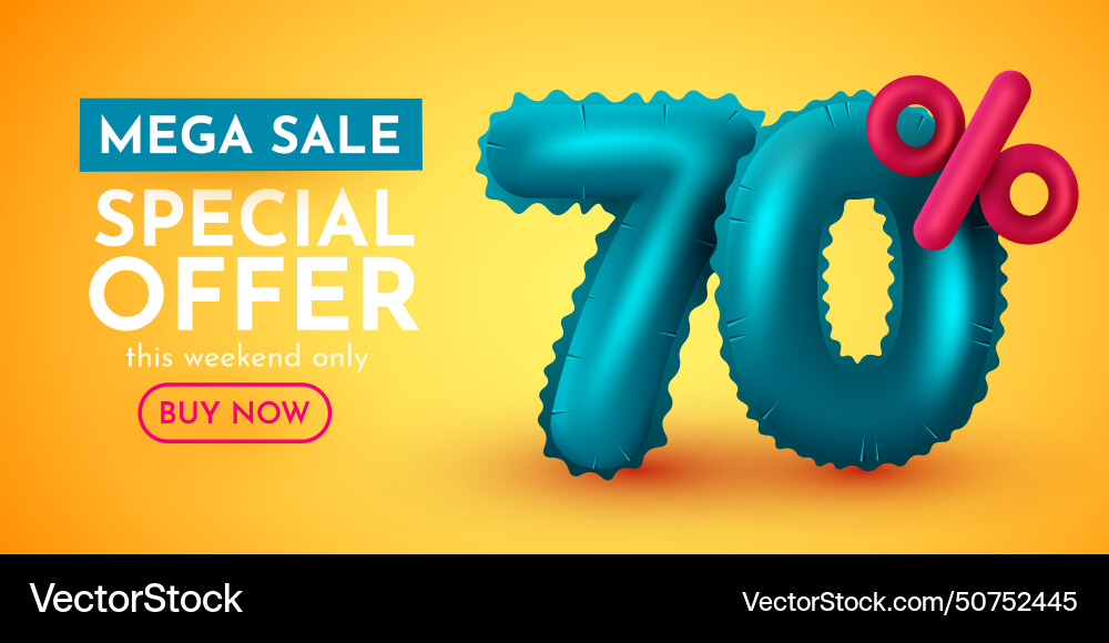 70 percent off discount creative composition Vector Image