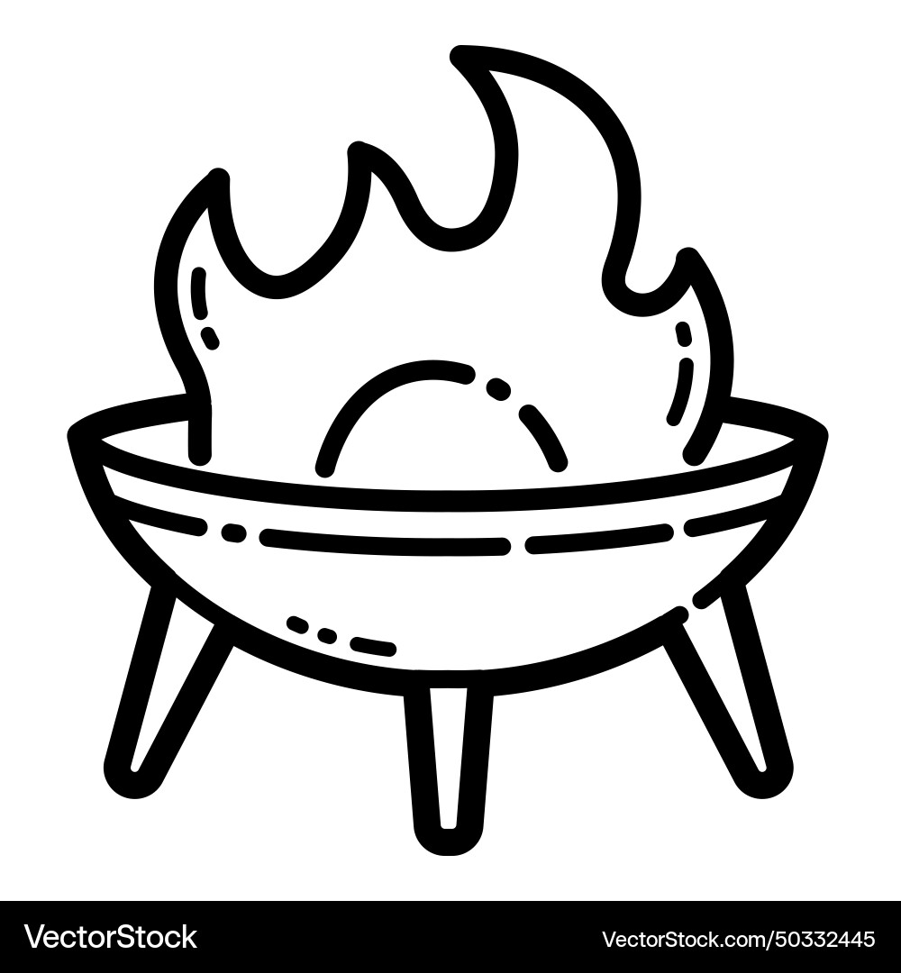Bbq fire pit flat icon isolated on white Vector Image