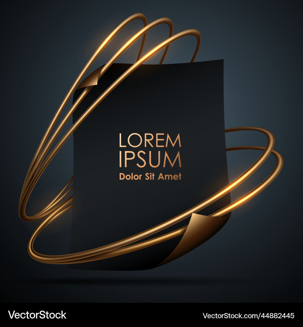 Black paper template with golden rings Royalty Free Vector
