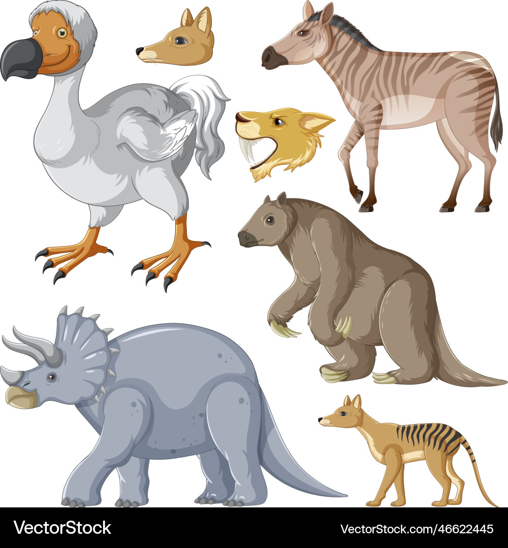Collection of extinct animals Royalty Free Vector Image