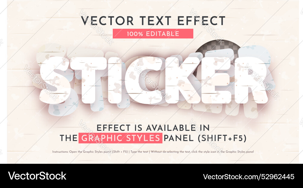 Colorful stickers text effect graphic style Vector Image