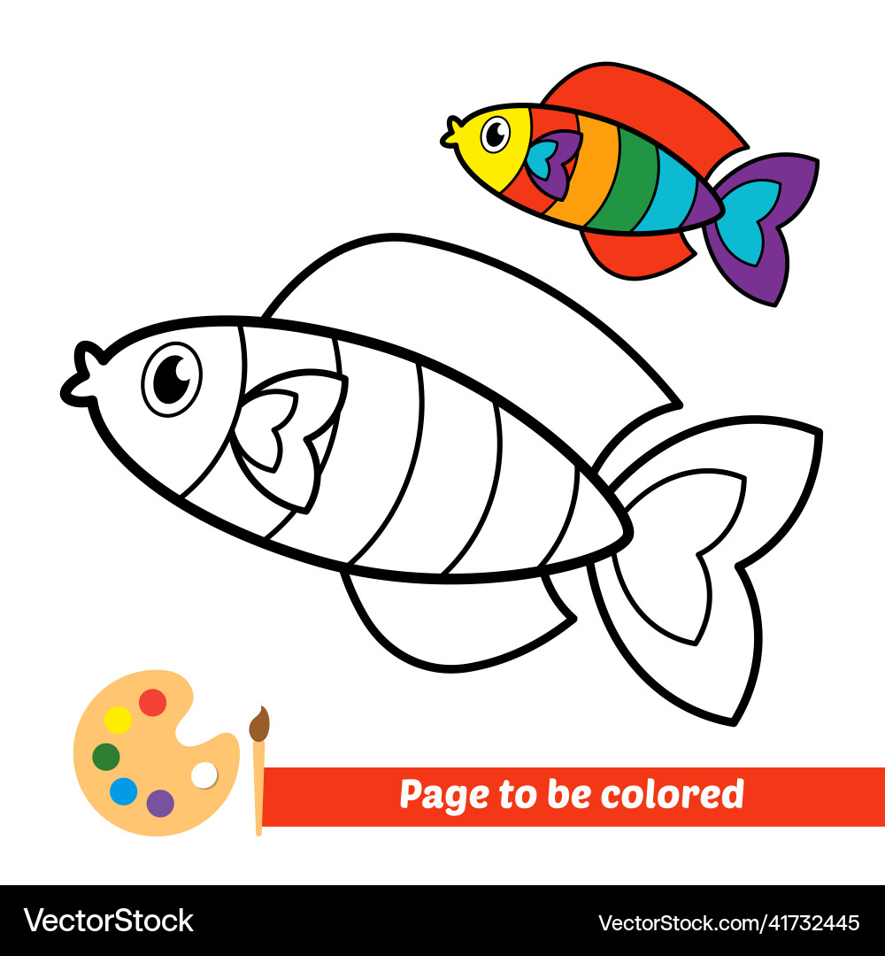 Coloring book for kids fish Royalty Free Vector Image