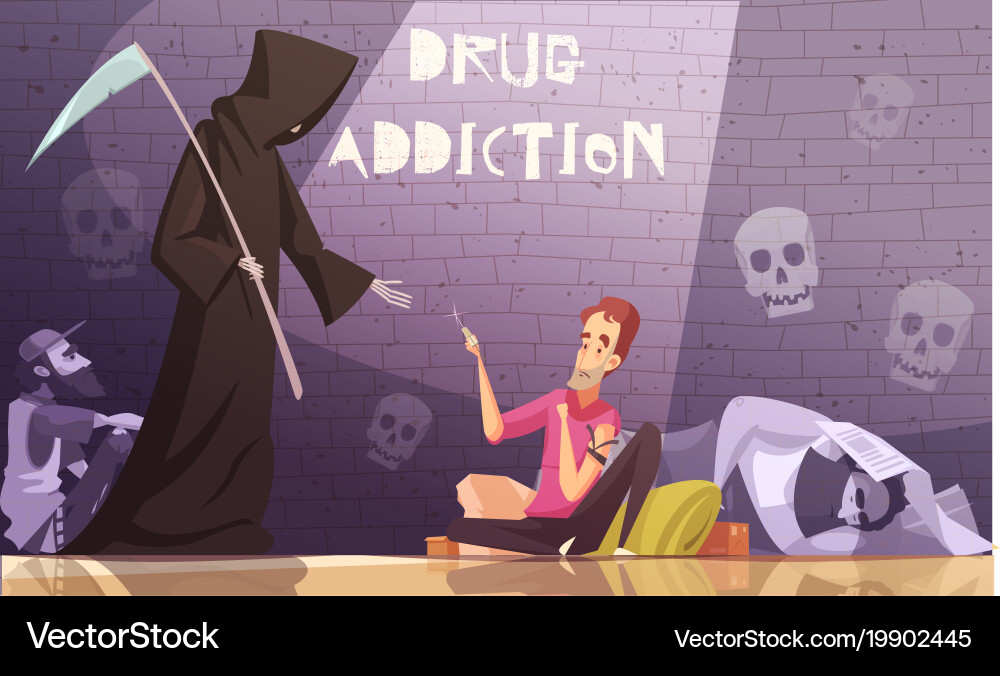Drug addiction horizontal poster Royalty Free Vector Image