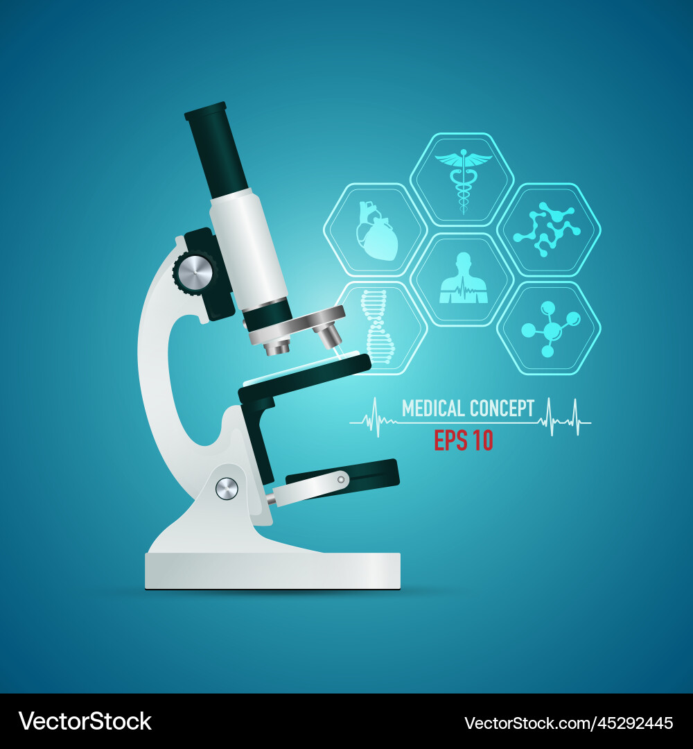 Graphic of realistic microscope with scientific Vector Image