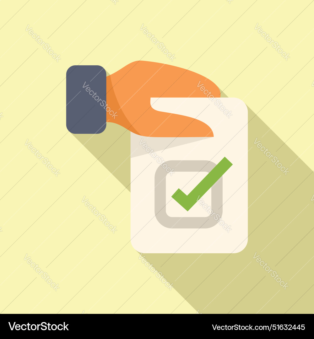 Hand holding checked check box on clipboard flat Vector Image