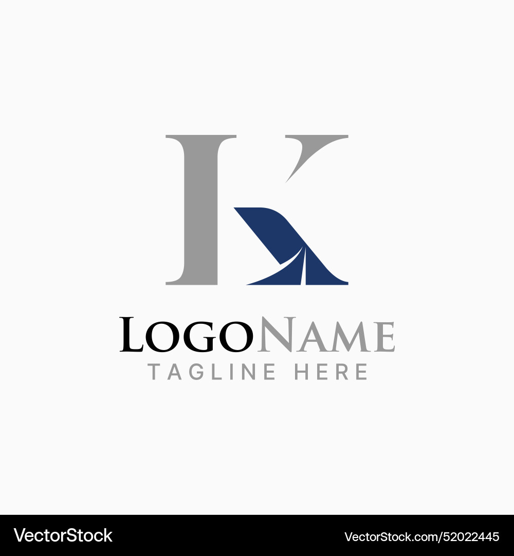 Initial k or lk kl serif font connect cutting off Vector Image