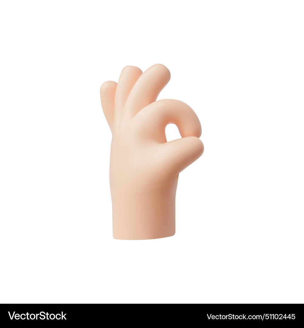 Isolated 3d hand showing ok gesture Royalty Free Vector