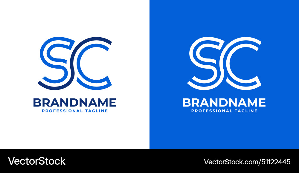 Letters sc line monogram logo suitable Royalty Free Vector