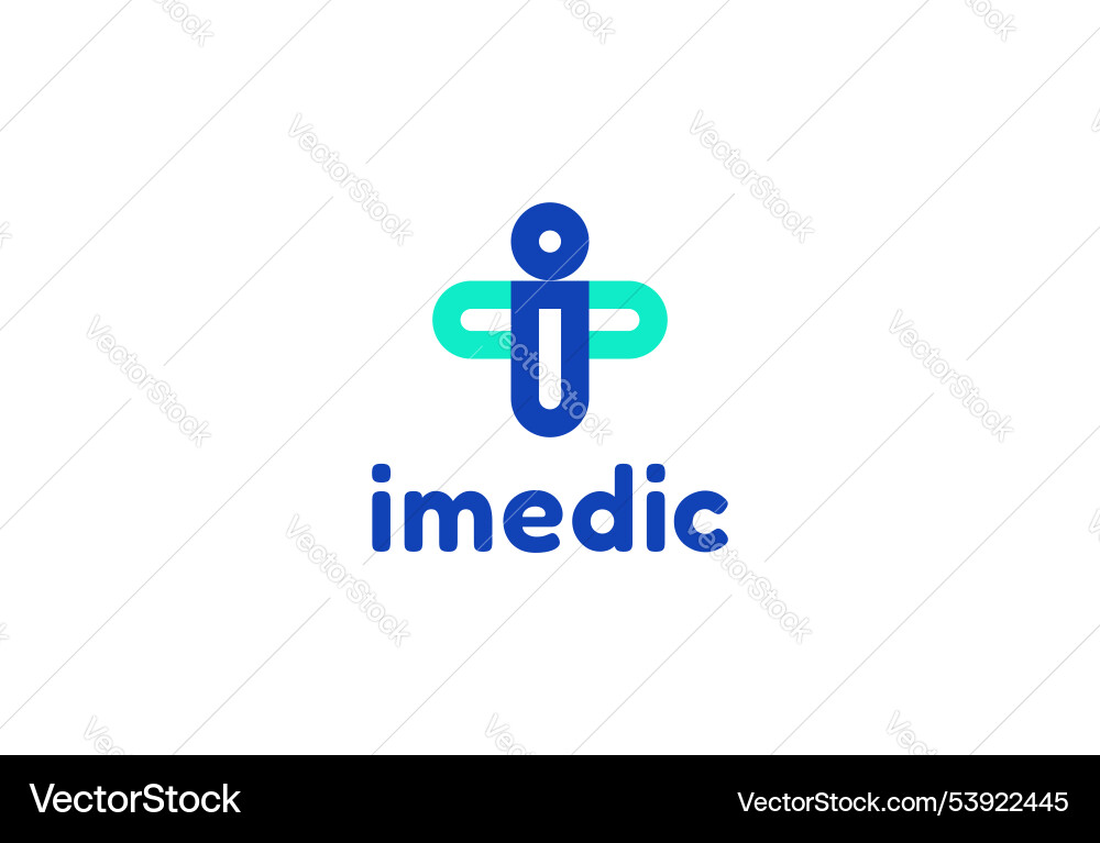 Logo letter i with symbol medical plus creative Vector Image