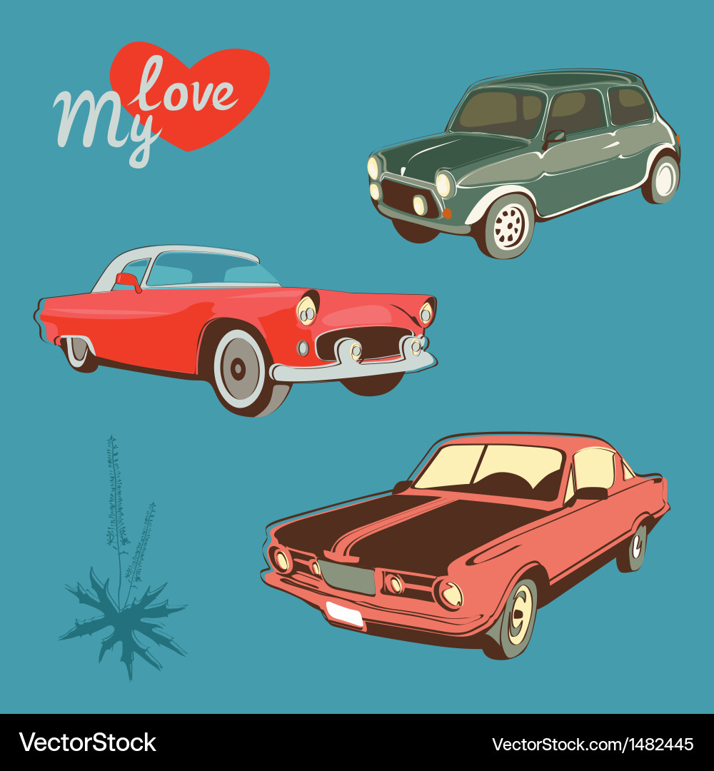 Retro autos Royalty Free Vector Image - VectorStock