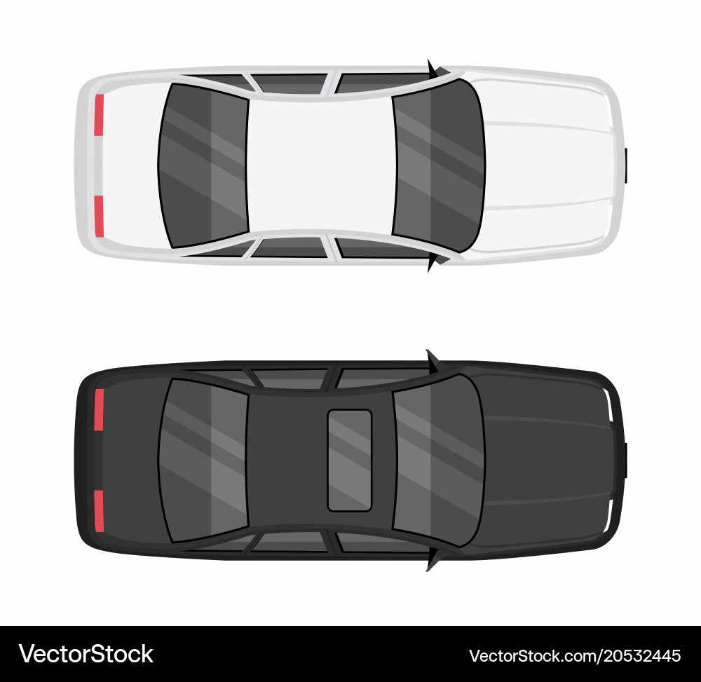 Top view two sedan cars Royalty Free Vector Image