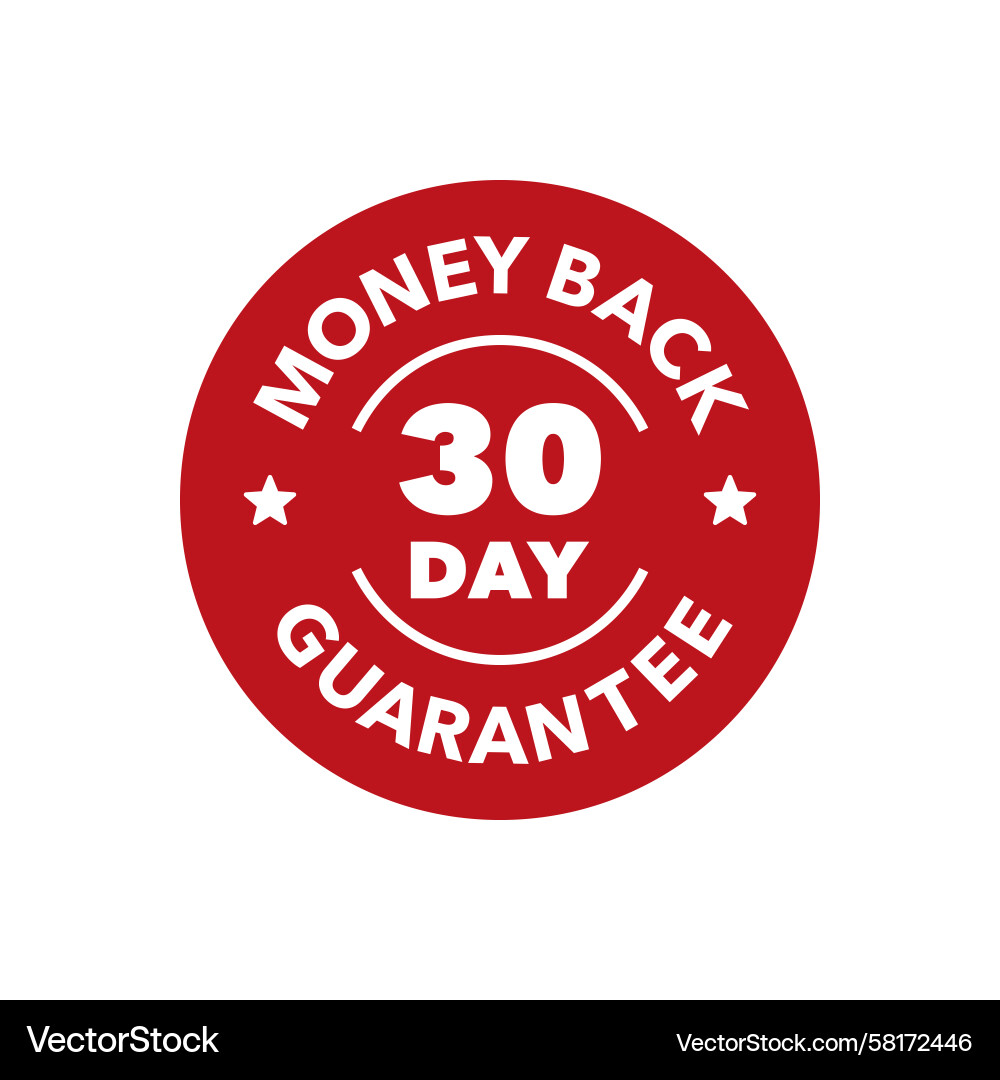 30 Day Money Back Guarantee Badge Royalty Free Vector Image