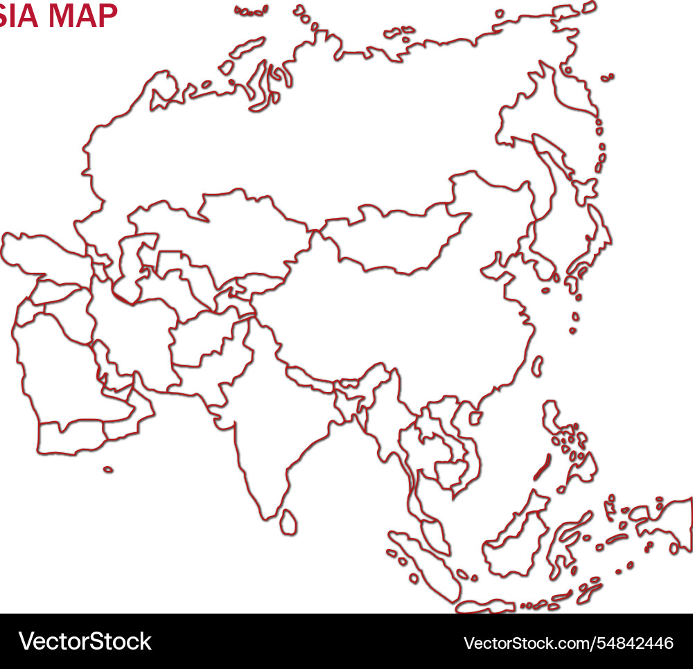 Blank map of asia printable outline – Royalty-Free Vector | VectorStock
