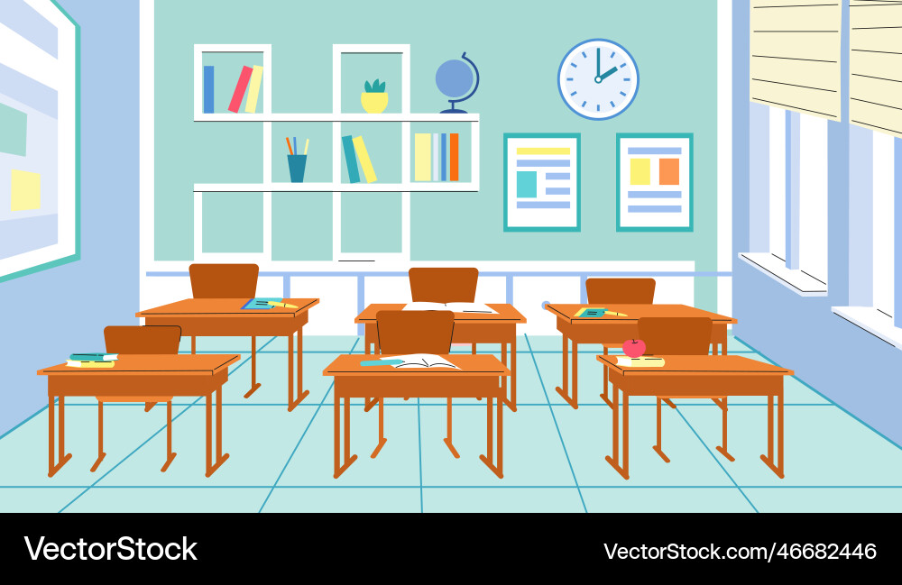 Classroom interior in school high or elementary Vector Image