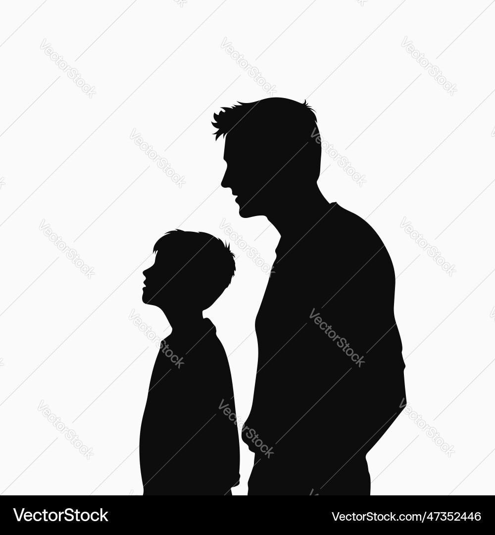 Father and son black silhouette Royalty Free Vector Image