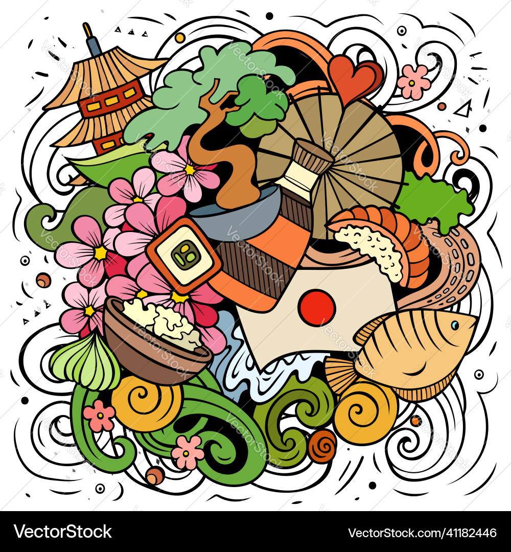 Japan cartoon doodle Royalty Free Vector Image