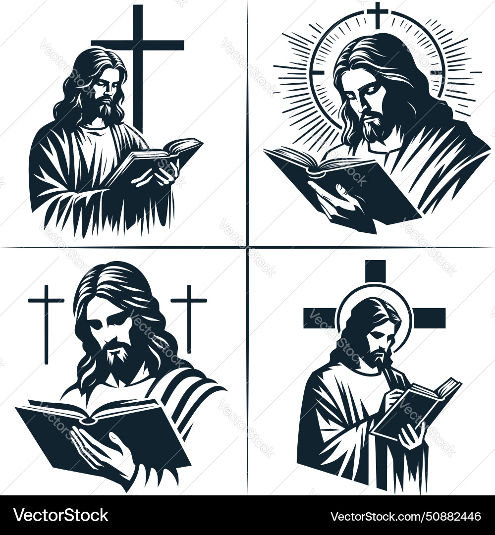Jesus christ cross praying Royalty Free Vector Image