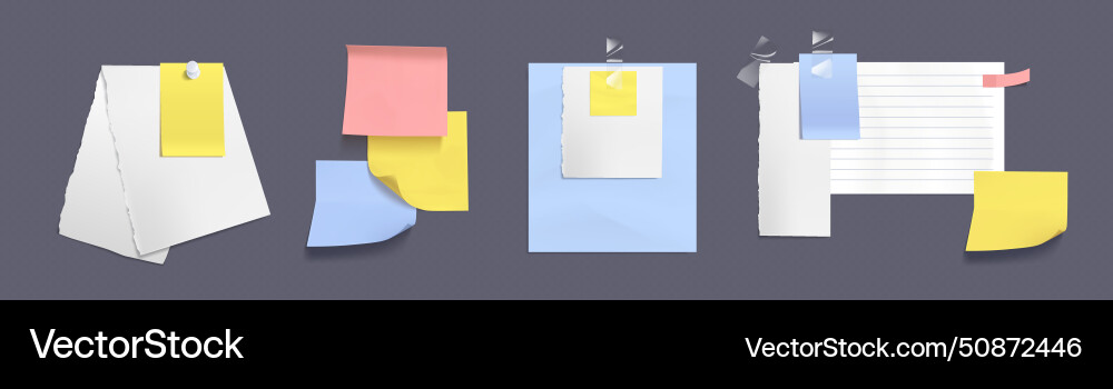 Memo note paper sheets with adhesive tape and pins