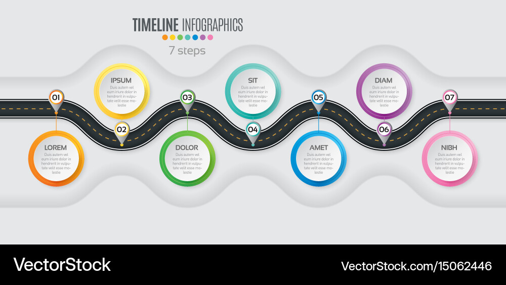 Navigation map infographic 7 steps timeline Vector Image
