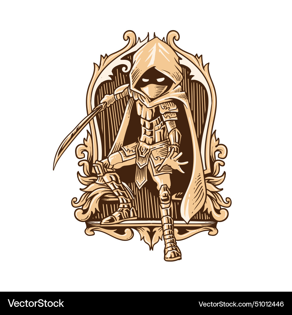 Ninja knight with armor and sword Royalty Free Vector Image