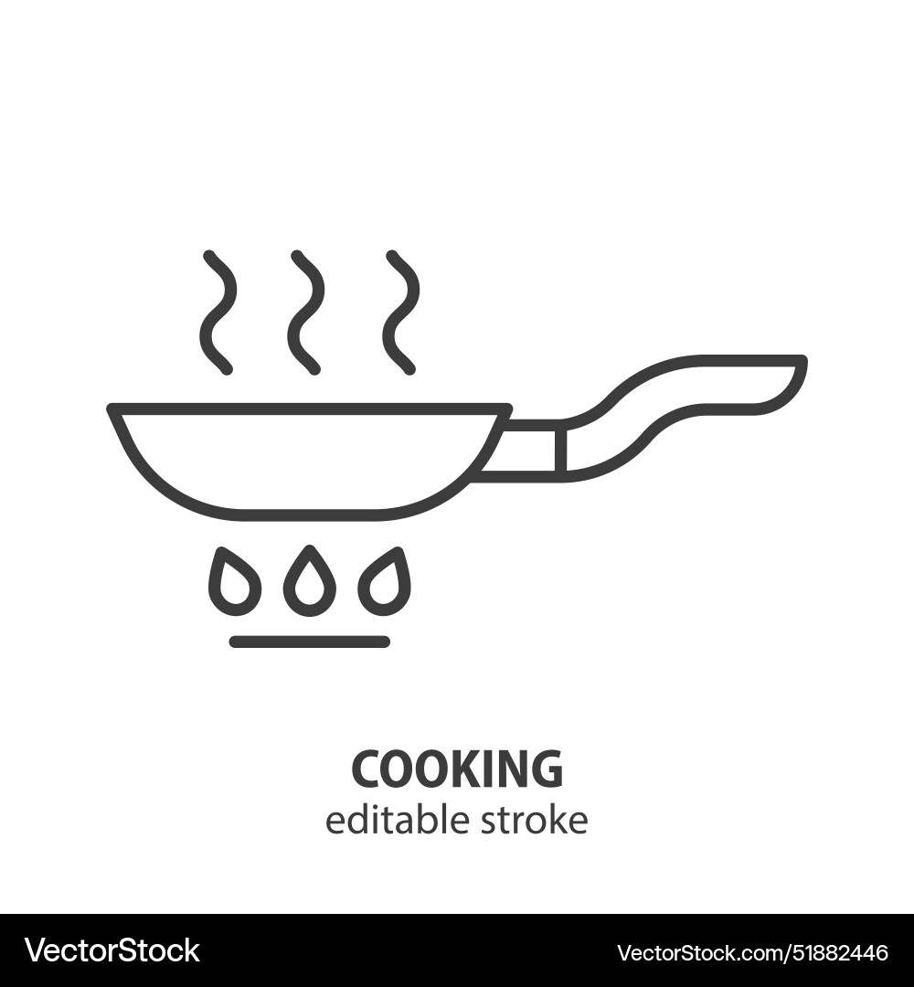 Pan line icon cooking editable Royalty Free Vector Image