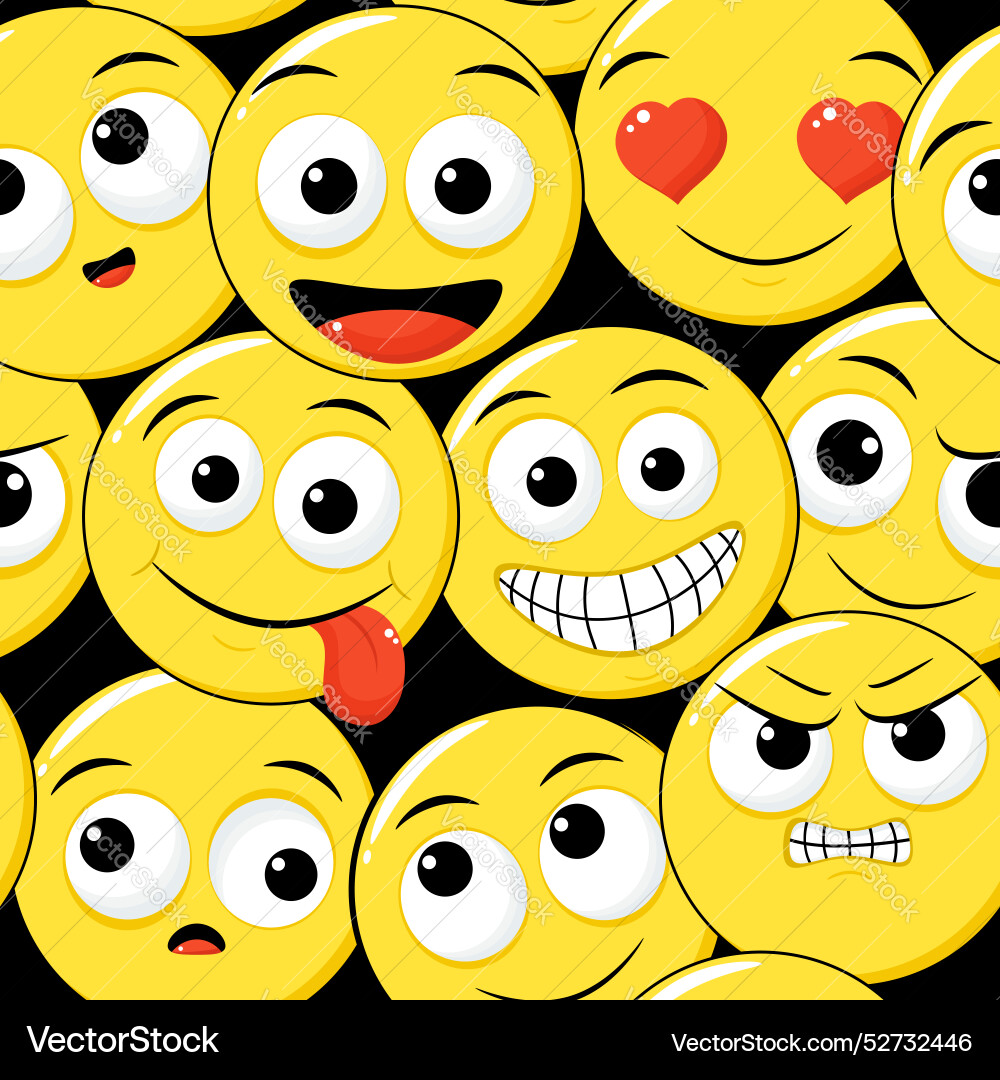 Seamless eye-catched pattern with emoticons Vector Image