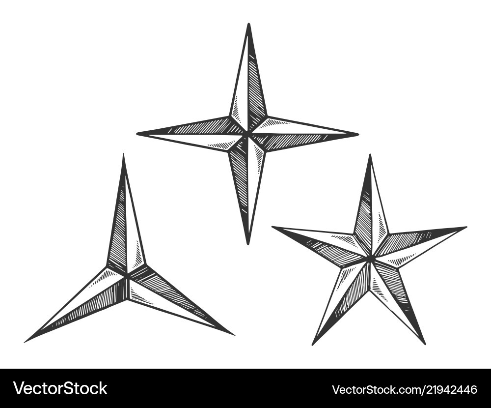 Star shapes engraving Royalty Free Vector Image